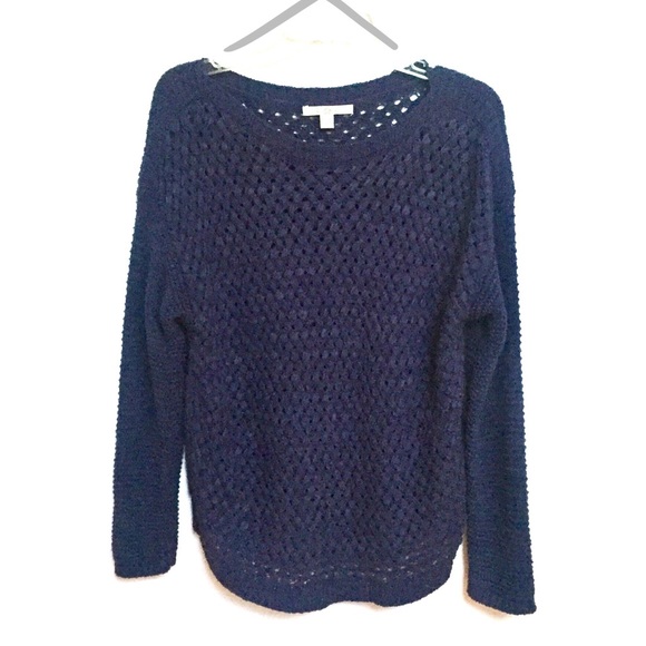 Fever | Sweaters | Open Knit Weave Crewneck Sweater In Navy | Poshmark